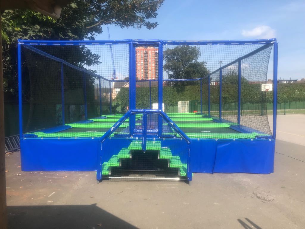 Impressive 8 field trampoline installation in London school – Playgrade ...
